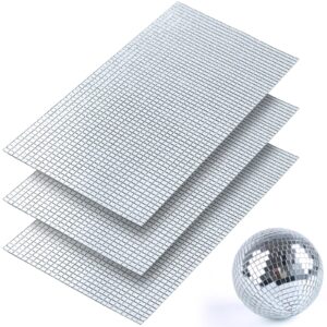 mirror tiles self adhesive, 5100 pieces mosaic tiles sheet, disco ball tiles stickers, square mosaic mirror pieces, small glass mirror strips for crafts(silver, 5×5mm)