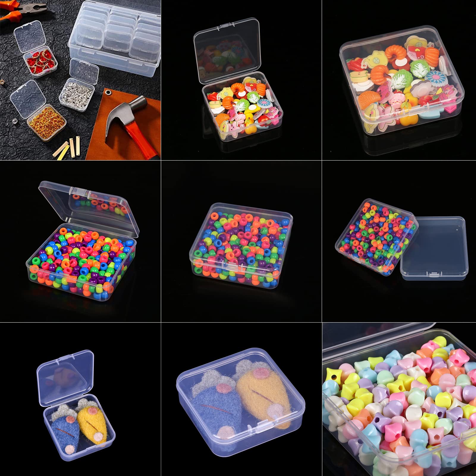 QXBXYHM Bead Organizers in A Clear Box, 30pcs Clear Plastic Organizer Storage Container with Mini Clear Boxes for Art Craft Organziers and Storage, 2.17 * 2.17 * 0.79 inch