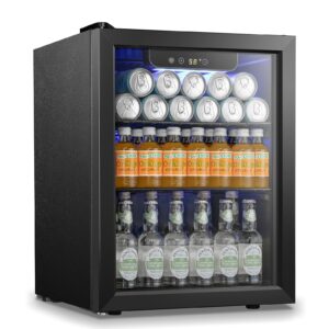 antarctic star beverage refrigerator cooler 68 can, mini fridge with glass door for beer drinks wine,freestanding small fridge with electronic temperature control for home and bar,1.7 cu.ft