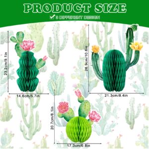 Whaline 6Pcs Cactus Honeycomb Centerpieces Succulent Plants Paper Table Topper Greenery Bloom Theme Summer Party Table Decoration for Birthday Hawaiian Luau Baby Shower Photography, 3 Design