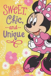 minnie mouse happy birthday card for granddaughter - yellow, includes envelope