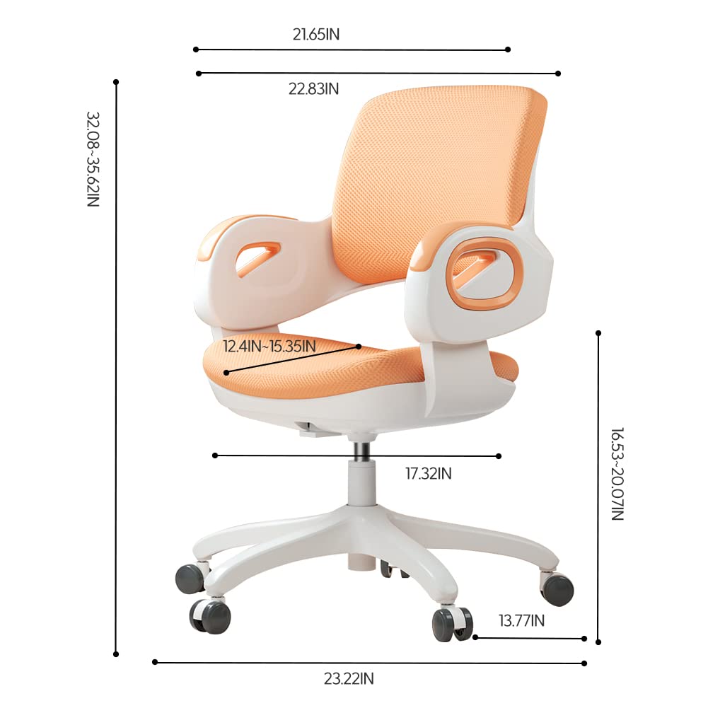 TIANFUSTAR Kids Desk Chair: Height Adjustable Kids Study Chair, Ergonomics Kids - Chair for Boys Girls Age 4 to 14, Orange