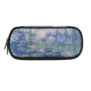 joomeryer monet water lilies oil painting pen pencil case organizer holder pencil case for girls boys teen students,monet water lilies