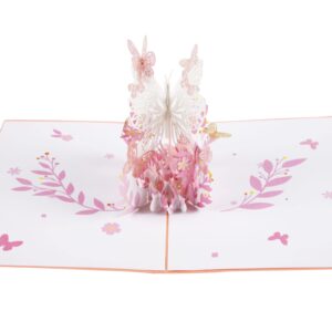 pop up butterfly birthday card with envelopes,3d flying butterflies flower birthday cards，handmade colorful popup greeting cards, for birthday, valentines day,7.8x5.9 inch (pink butterfly)