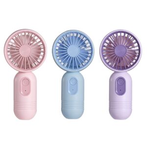 vansmago [portable mini fan 3-pack] handheld personal small fan with 3-speed for travel, usb rechargeable battery operated eyelash fan, pink&blue&purple