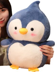 cute soft penguin stuffed animals penguin plush toys penguin plushies throw pillow penguin hugging cuddly penguin doll gift for kids and lovers in birthday, christmas, valentine (navy, 14-inch)