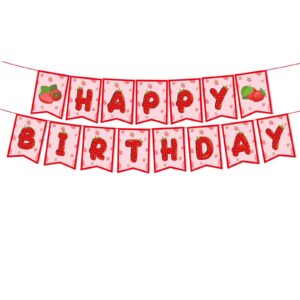 glasnes strawberry happy birthday banner strawberry birthday party decorations baby shower summer fruit birthday party