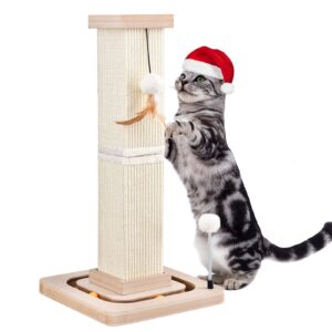 liflix 27" cat scratching post, sisal cat scratcher with interactive track balls and hanging balls, vertical scratching posts for indoor cats and kittens