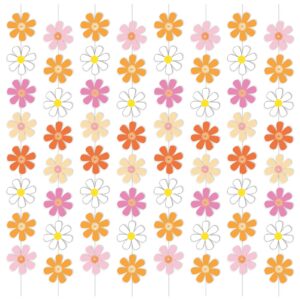 12 pcs daisy boho groovy party supplies hippie party banners daisy flower garland kit colorful daisy hanging swirl for spring star groovy one two birthday baby shower wedding bridal window decoration