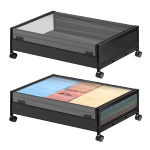 2-pack under bed storage with wheels - fulpower rolling underbed organizer containers drawer bins with lid for clothes, shoes, toys, books, blankets