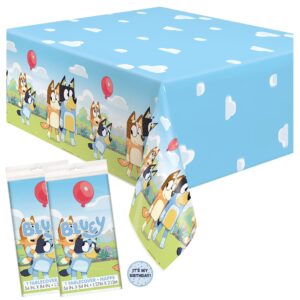 unique bluey birthday party supplies - rectangular plastic table covers (pack of 2) and sticker