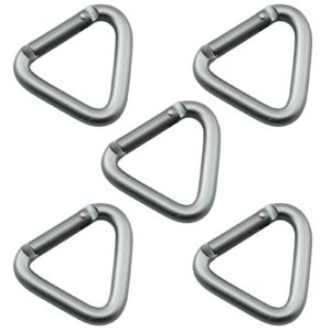 lind kitchen 5pcs 54mm triangle brushed aluminum alloy keychain kettle buckle triangle outdoor camping hiking keychain snap clip hook, gun black