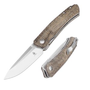 kizer agressor edc knife, 2.99 in 154cm steel blade pocket knife green micarta handle front flipper tools v3629c1