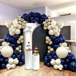 navy blue balloon garland double stuffed pearl white royal blue balloon dark blue gold balloon arch kit for birthday party baby shower wedding graduation bridal shower decoration