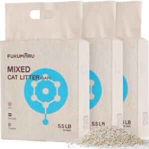 fukumaru tofu cat litter super ultra absorbent, dust free cat litter, flushable, lightweight, quick clumping, low tracking, odor control, white tea light aroma mixed cat litter, 16.5 lbs (3 packs)