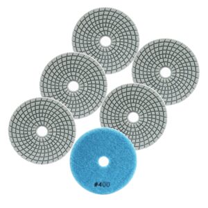 focstol diamond wet polishing pads - 4''(100mm) grit 400 polishing kit for granite marble artificial stone quartz for angle grinder 6pcs