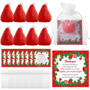 mtlee 20 set strawberry shaped candles baby shower favors 20 strawberry candles for guests with 20 thank tags and 20 return gift bags for strawberry party supplies decorations