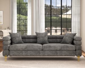 merluxy sofa, bouclé sofa couch, 3 seater sofa york sofa living room- 85in wide oversized sofa, grey comfy sofa