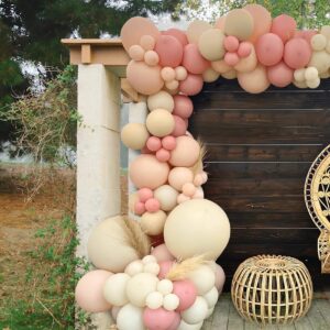 167pcs pink apricot balloon arch garland kit,white champagne and nude apricot balloons decoration set for retro boho wedding baby shower bridal engagement anniversary graduation birthday decorations…