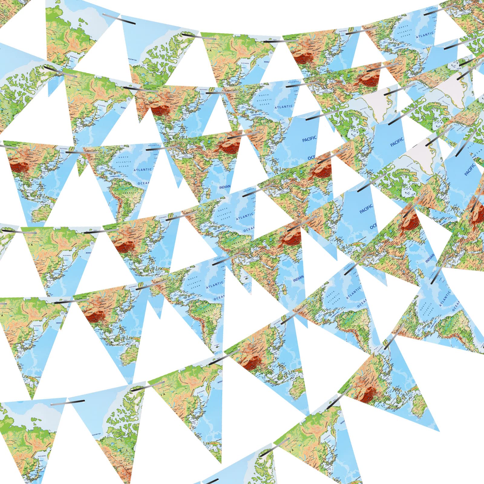 Gueevin 100 ft 120 Pieces Travel Themed Decorations Bon Voyage Map Banner Around The World Decorations for Retirement Going Away Farewell Baby Shower Birthday Graduation Career Change Party Supplies