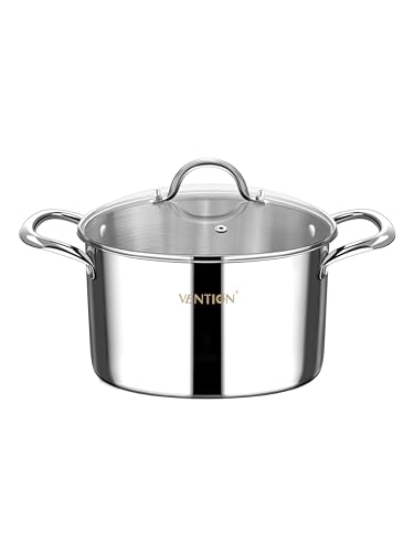 VENTION 3-Ply Stainless Steel Pot, Soup Pot with Lid, 4.6 Quart Cooking Pot