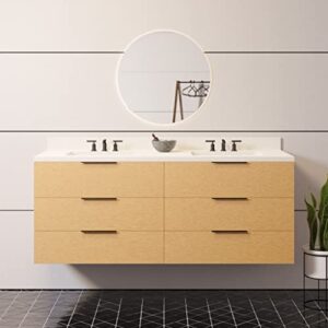 kitchen bath collection oslo 60-inch floating wall-mounted double bathroom vanity: includes blonde wood cabinet with matte white countertop and white ceramic sink