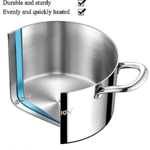 VENTION 3-Ply Stainless Steel Pot, Soup Pot with Lid, 4.6 Quart Cooking Pot