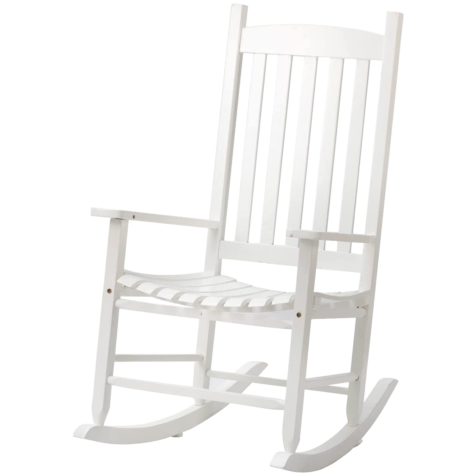 BSTOPHKL Outdoor Rocking Chairs Set of 2 Patio Rocker Chair with High Back and Handrail Porch Rocker for Garden Front Porch Patio Backyard, White