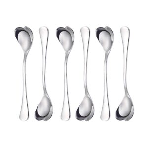 demitasse spoon, mini coffee spoon, small dessert spoons, 4.9-inch 18/10 stainless steel heart shaped spoon set of 6, cute stirring spoon for tea, coffee