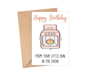 yanashop88 happy birthday from your little bun in the oven card - birthday card from the bun - funny cute birthday card - pregnancy birthday card for her - pregnancy birthday card - greeting card