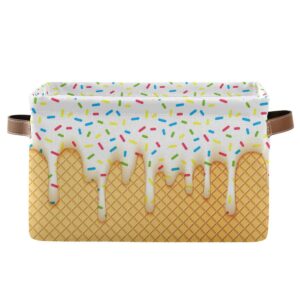 xigua ice cream cone rectangular storage bin canvas square storage basket with handles for home,office,books,nursery,kid's toys,closet & laundry,gift basket…