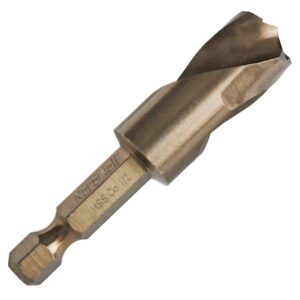 nordwolf 1/2" m35 cobalt stubby drill bit for stainless steel, hard metals & cast iron, with 1/4" hex shank for quick chucks & impact drivers