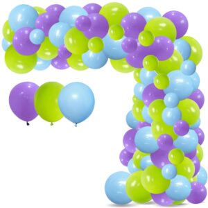 purple blue green balloon garland arch - purple, lime green, blue balloons video game party supplies for kid girls boys cartoon birthday baby shower graduation party decorations