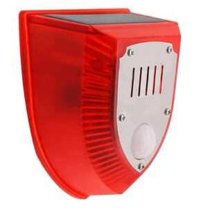 wonfast solar motion sensor alarm light outdoor,dog barking&gunshot sound 129db loud noise maker strobe light warning lamp for home villa farm barn yard chicken coop