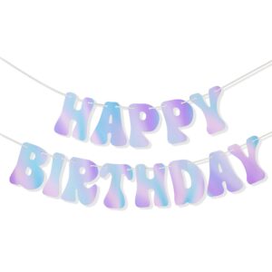 house of party happy birthday banner | 6ft pre-strung iridescent silver happy birthday letters banner sign | bday hanging backdrop party decorations banner| beautiful birthday door decoration