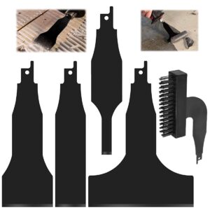 5pcs reciprocating saw spatula brush set, reciprocating saw saber blade, reciprocating saw attachment includes reciprocating saw shovel and wire brush, electric brush shovel for removing rust, dirt