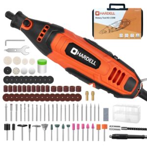 hardell rotary tool kit, 130w rotary tool with 95 pcs accessories,flex shaft, 6 variable speed for crafting projects and diy creations,cutting,polishing,sanding,curving,drilling