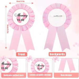 3 Packs Baby Shower Decorations Mommy to Be Sash, Daddy and Mommy To Be Badge Pin Button for Baby Shower Celebration Gender Reveals Party Favor New Dad Mom Gifts (Pink)