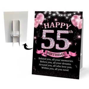 cmhie 55th birthday party signs with paper holder - rose gold 55 year birthday party table signs decorations for happy birthday party activities celebration reception table supplies - danpink10