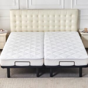 Kingnex Split California King Mattress Topper for Adjustable Bed 2 Cali Twin XL 36x84 Fluffy Matress Cover Quilted Fitted Mattress Pad with Deep Pocket