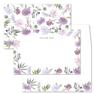 gooji 4x6 purple floral thank you cards with envelopes 20 pack, floral blank note cards with envelopes, purple thank you cards, tea party thank you, thank you for your hospitality