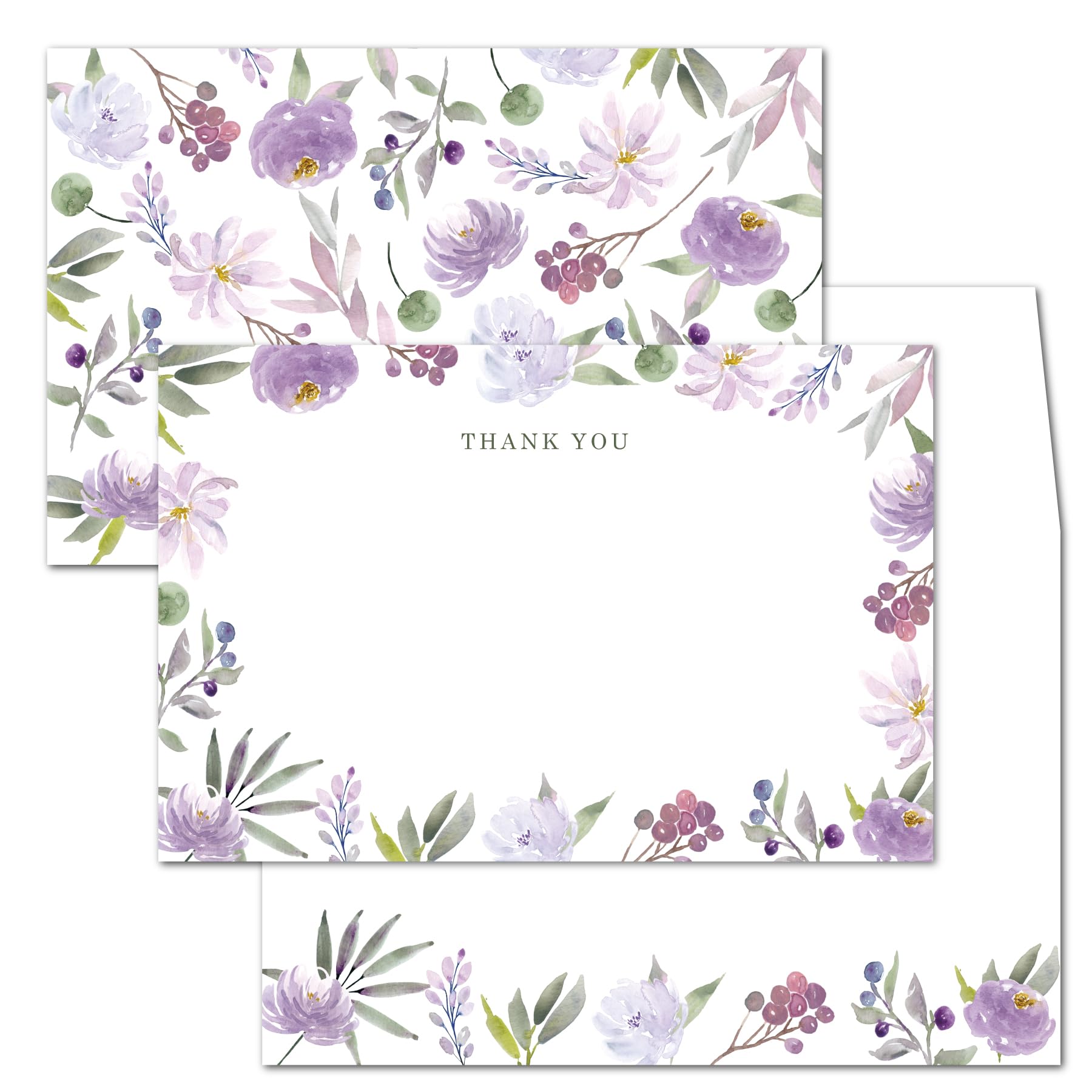 Gooji 4x6 Purple Floral Thank You Cards with Envelopes 20 Pack, Floral Blank Note Cards with Envelopes, Purple Thank You Cards, Tea Party Thank You, Thank You for Your Hospitality