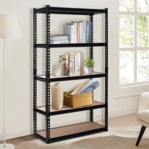 pachira e-commerce 5 tier storage shelves 31.5" w x 15.75" d x 72" h, adjustable metal shelving heavy duty garage shelving unit utility rack shelf for storage warehouse pantry closet, black