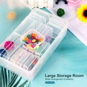 JLKCTHH 18PCS Small Bead Organizers, Two Sizes Clear Plastic Storage Containers Box with Hinged Lids, Mini Storage Cases for Beads, Craft, Jewelry and DIY Art Accessory