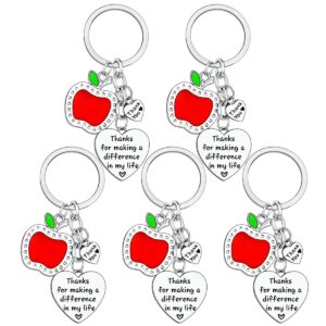 madhahefu teacher gifts 5pcs teacher keychains appreciation thank you gift for teacher thanksgiving day gift birthday teachers day gift (gow & learn)