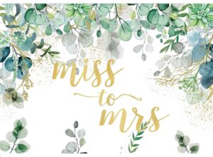 sensfun miss to mrs bridal shower backdrop greenery eucalyptus leaves floral wedding background bride to be engagement party decorations banner photo booth 7x5ft