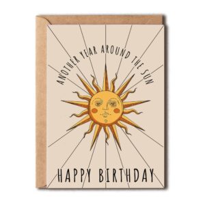 eruditegifts another year around the sun happy birthday bohemian style greetings card - birthday card with sun - happy birthday card