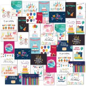 harloon 200 pack happy birthday card assorted bulk with blank envelopes and stickers 4 x 6 inches greeting cards blank happy birthday cards for men women adults kids, 20 styles(colorful style)