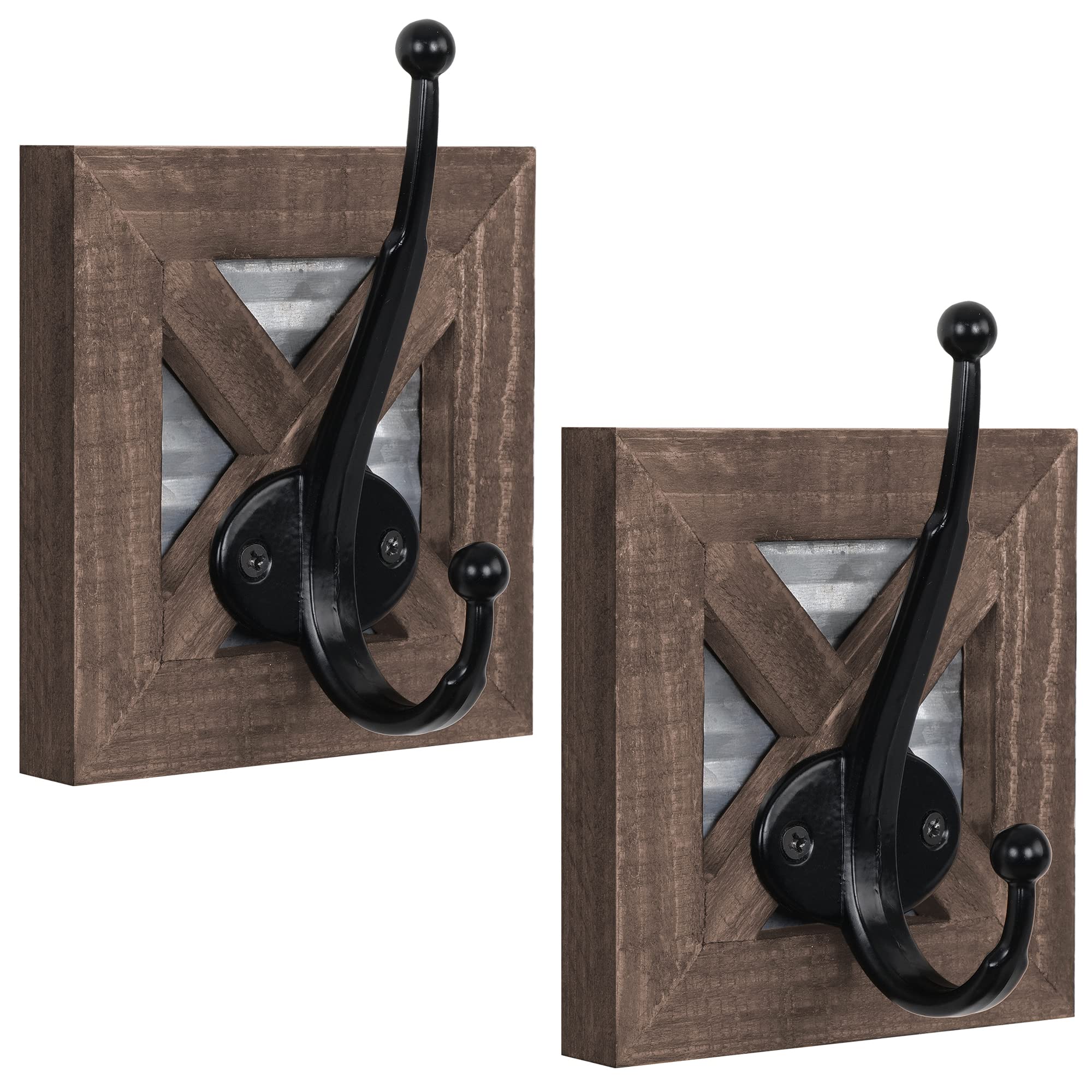 Autumn Alley Farmhouse Bathroom Hooks for Towels, Coat Hooks, and Robe Hooks - Towel Hooks for Bathroom Wall Mounted, Rustic Wall Hooks Decor, Wood, 2 Pack