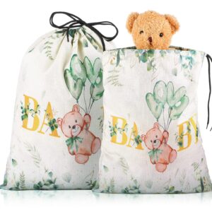 2 pieces large gift bag with drawstring large canvas gift bags heart print drawstring present wedding bags wrapping reusable bag present wrap bags for christmas, 20 x 16 in (green,baby)